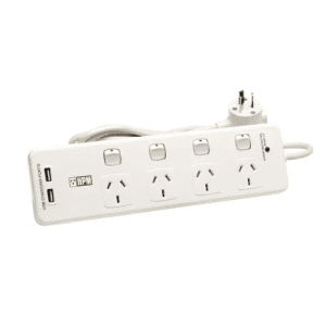 HPM 4 Outlet USB Charging Switched Powerboard White | North West Hardware